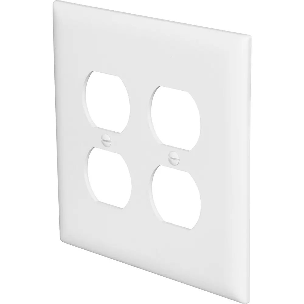 2-Gang TradeMaster® (2) Duplex Receptacle Wall Plate, Jumbo, Nylon, White