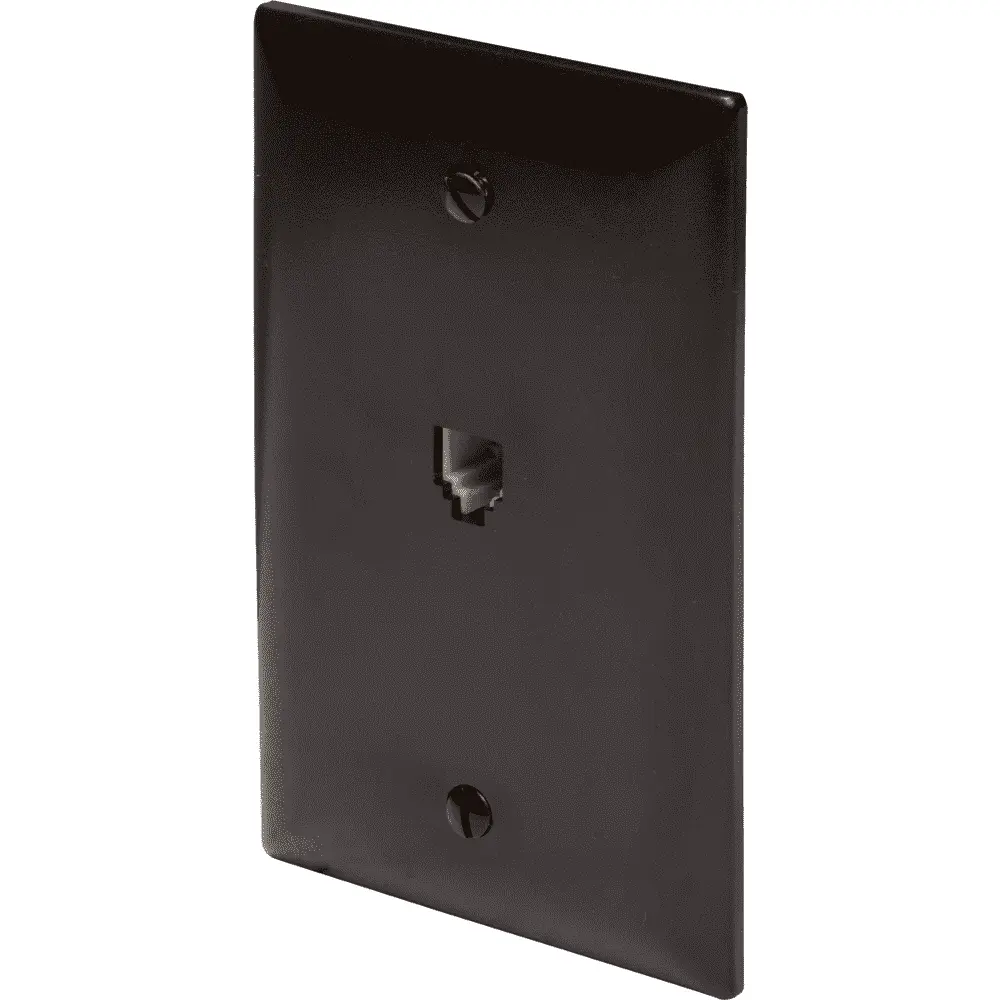 Single-Gang (1) RJ11 Telephone Jack Wall Plate, Pre-Configured, Brown