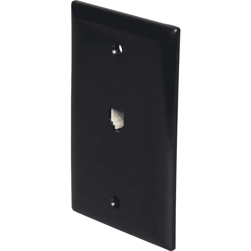 Single-Gang (1) RJ11 Telephone Jack Wall Plate, Pre-Configured, Black