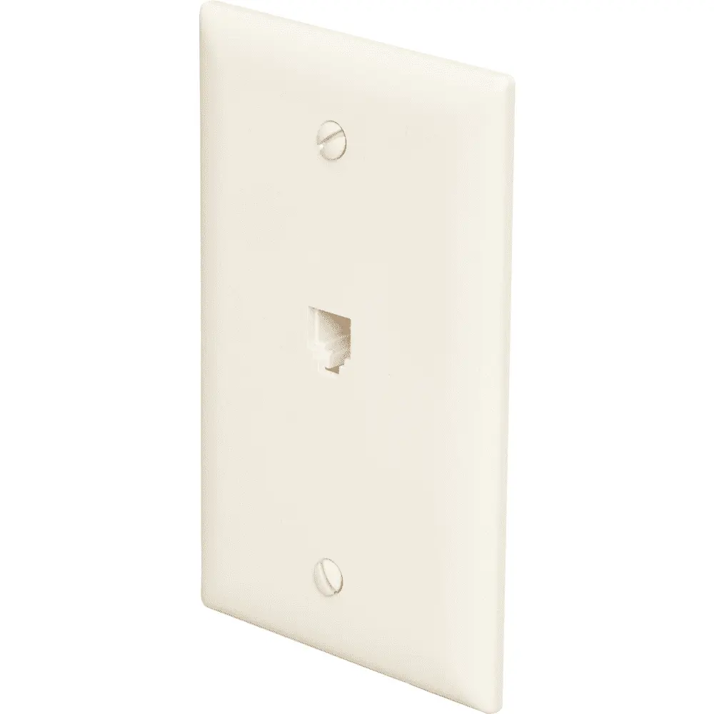 Single-Gang (1) RJ11 Telephone Jack Wall Plate, Pre-Configured, Ivory
