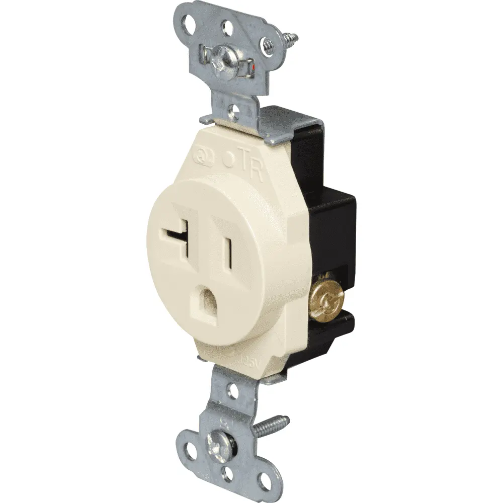 20A 125V Construction Spec-Grade Tamper-Resistant Single Receptacle, Ivory