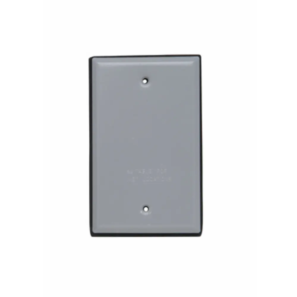 Single-Gang Weatherproof Blank Cover w/ Gasket & Screws, Gray