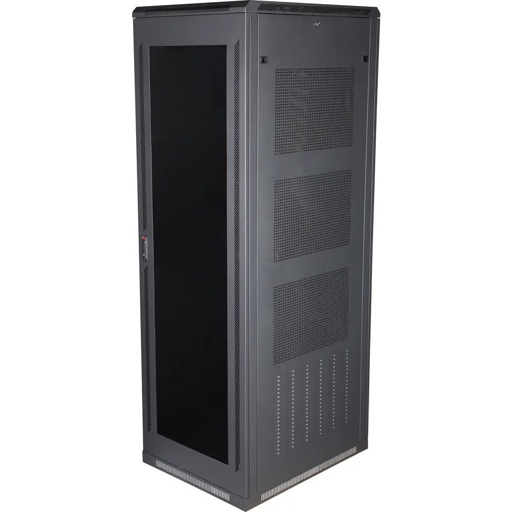 27.5" x 36" Floor Enclosure w/ Smoked Acrylic Door, 45U, Assembled, Black
