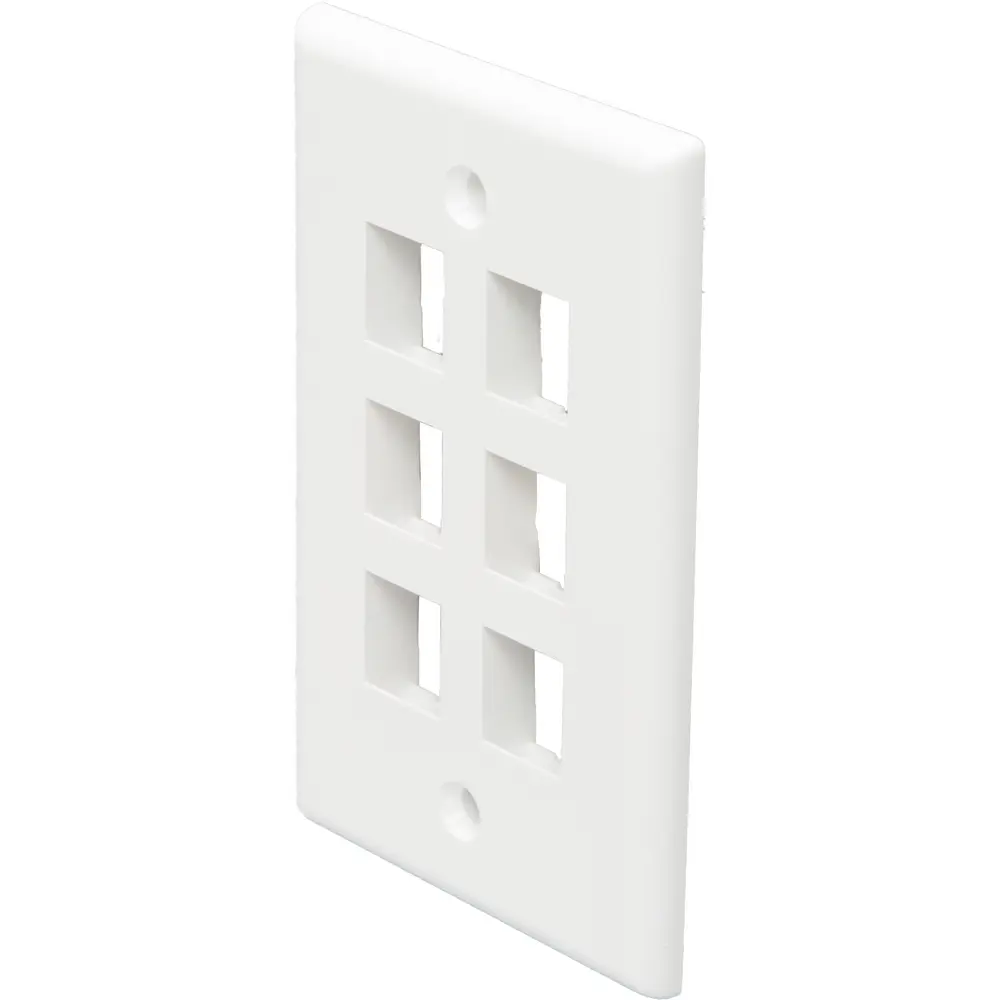 Single-Gang Keystone Wall Plate, 6 Port, White
