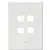 Single-Gang Oversized Keystone Wall Plate, 4 Port, White