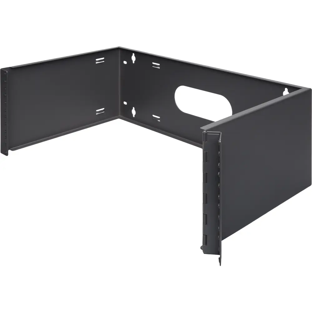 19" x 6" Hinged Wall Mount Bracket, 4U, Black