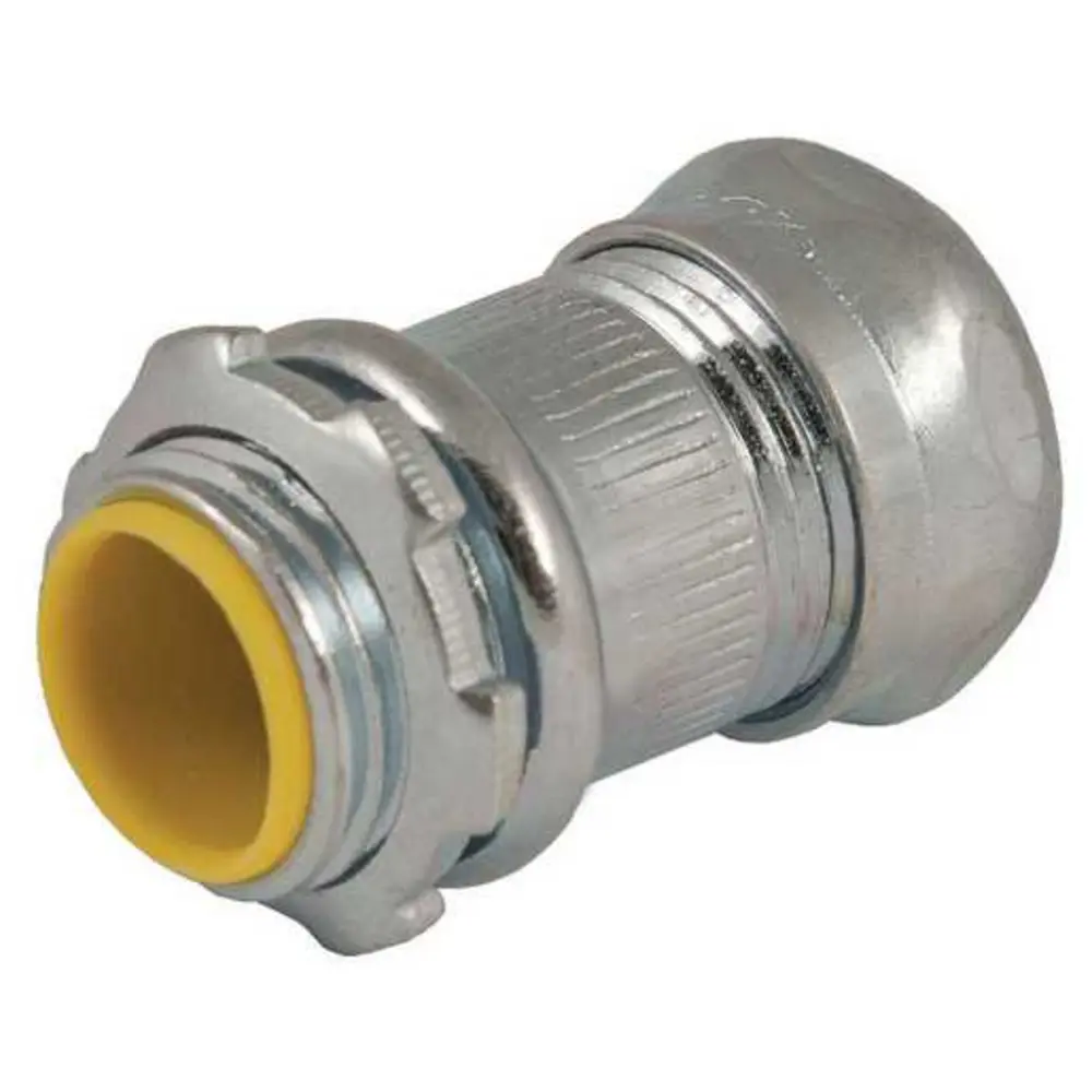 Compression Connector, EMT, 1-1/4 In., Steel, w/ Insulated Throat, Gray