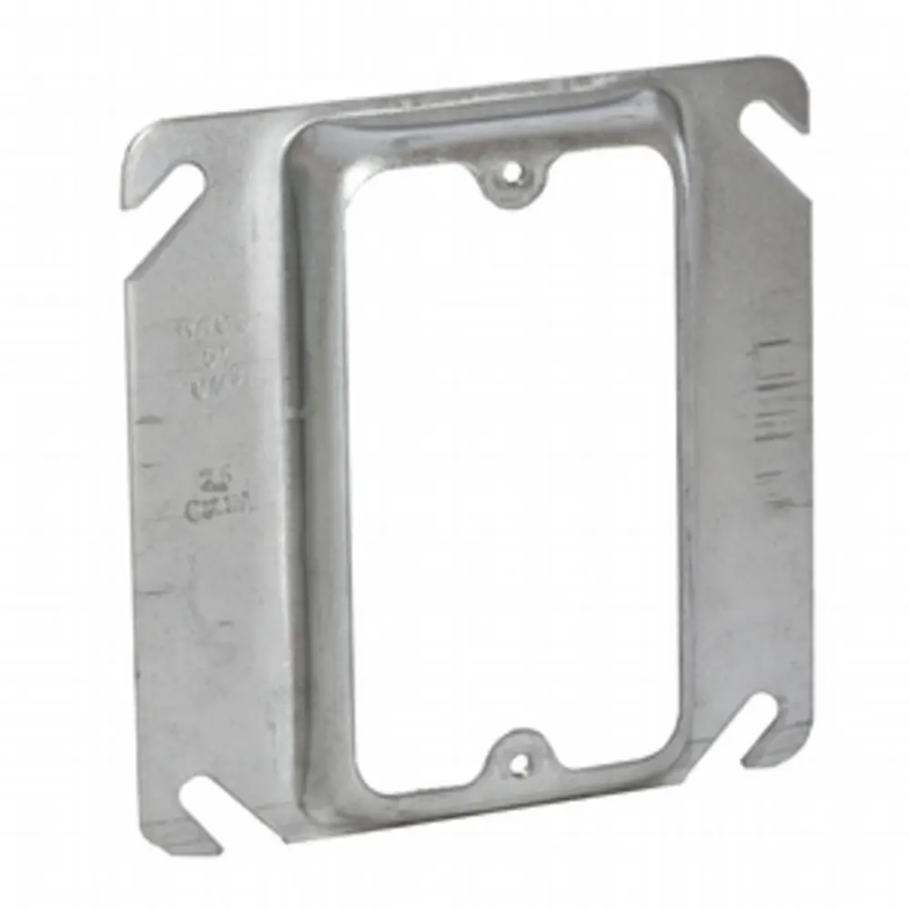 4" Square Single Device Cover, Raised 1/2", Drawn