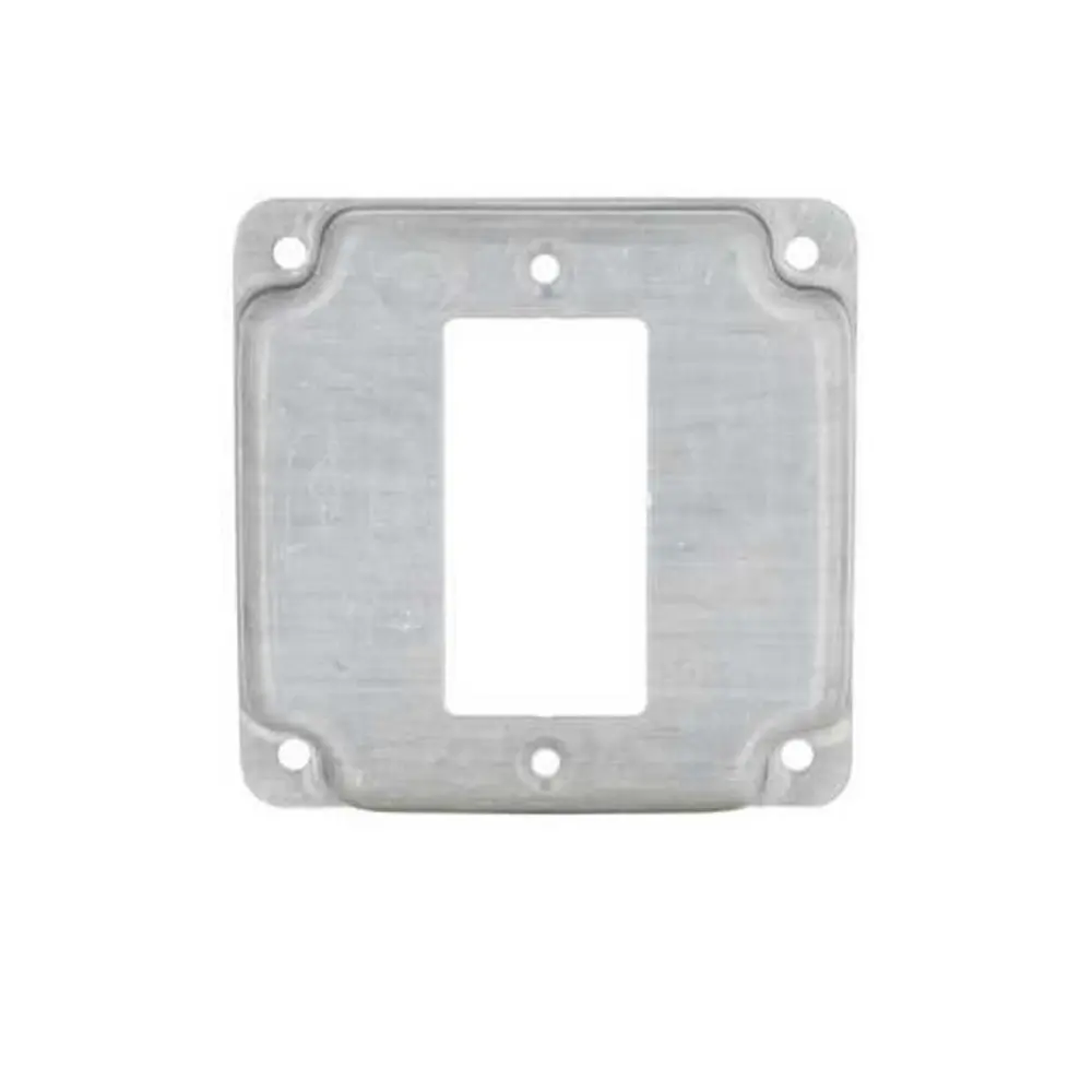 4" Square Crushed Corner Cover, Raised 1/2", Single GFCI