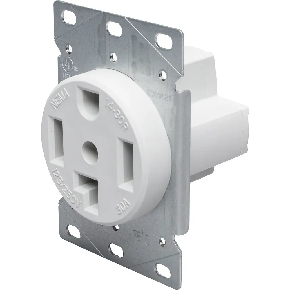 30A 4-Wire Dryer Receptacle, Flush Mount