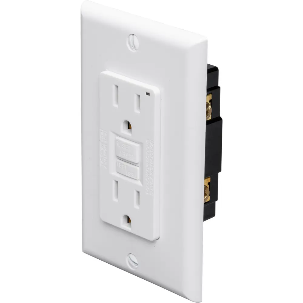 15 A 125 VAC Self-Test GFCI Receptacle, White