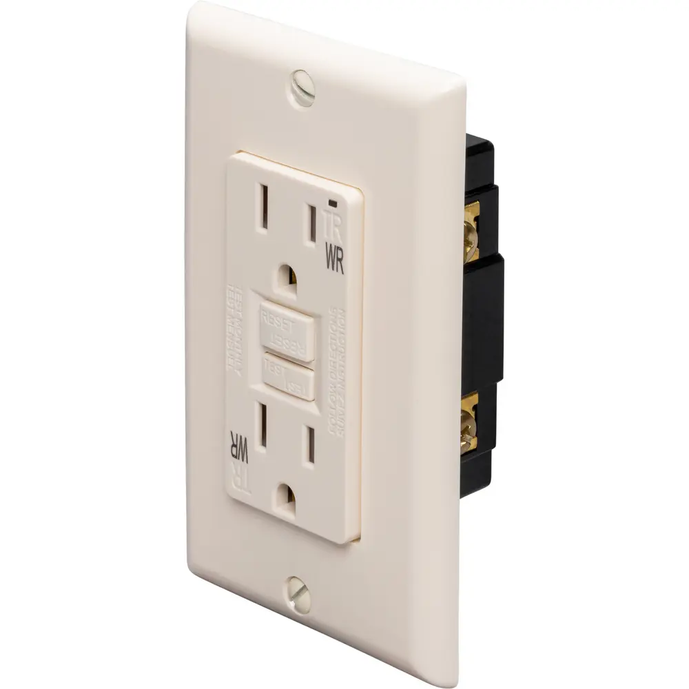 15 A 125 VAC Self-Test GFCI Tamper/Weather Resistant Receptacle, Light ...