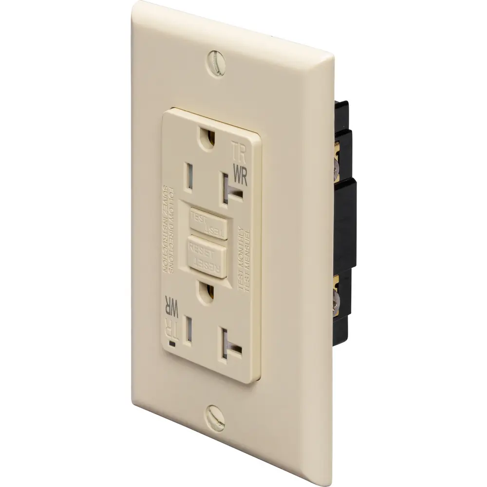 20 A 125 VAC Self-Test GFCI Tamper/Weather Resistant Receptacle, Ivory