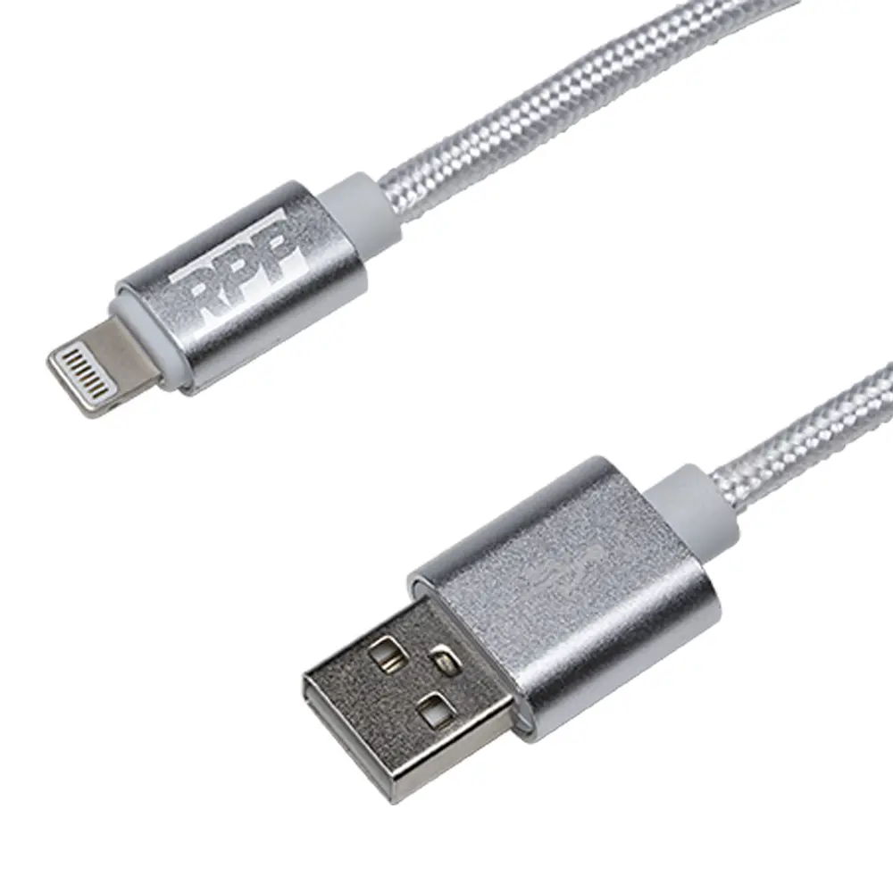 6ft Nylon Braid USB Cable Iphone, Silver