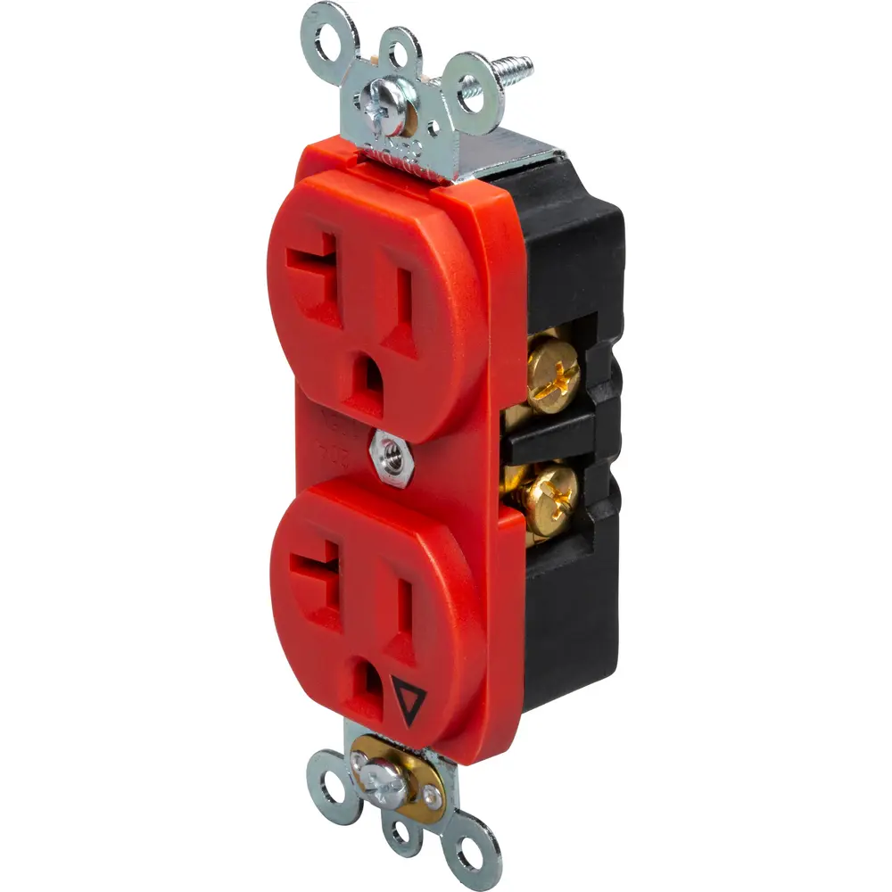 20A, 125 VAC Duplex Receptacle, Back/Side Wired, Isolated Ground, Orange