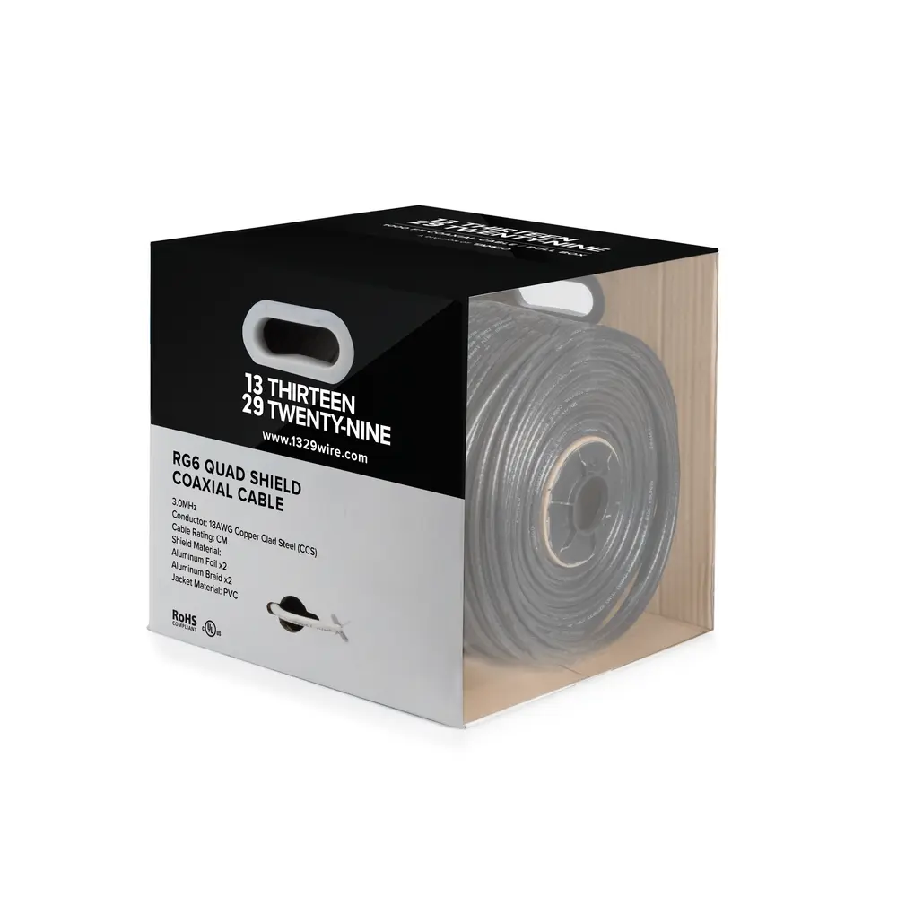 1000', 18 AWG, RG6, Solid, Copper, Black