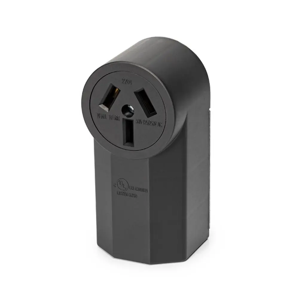 50A, 3-Wire Surface Mount Range Receptacle, 125/250 VAC, Black