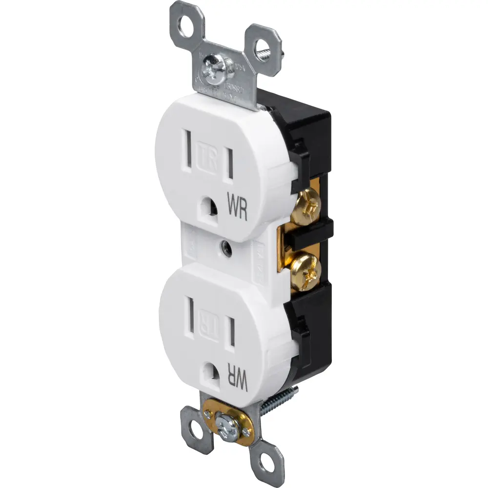15A 125V 5-15R Tamper/Weather Resistant Duplex Receptacle, White