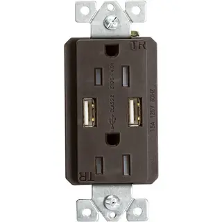 15A Tamper Resistant Duplex Receptacle w/ Dual USB