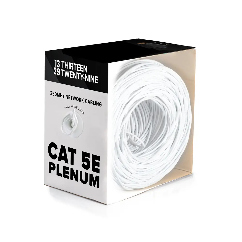 1000', Cat5e, White, 24 AWG, 4 Pair, Unshielded, Plenum, Solid, Copper