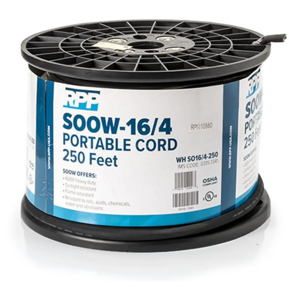 16AWG, Stranded, SOOW, Copper, 4 Conductor, Reel of 250ft