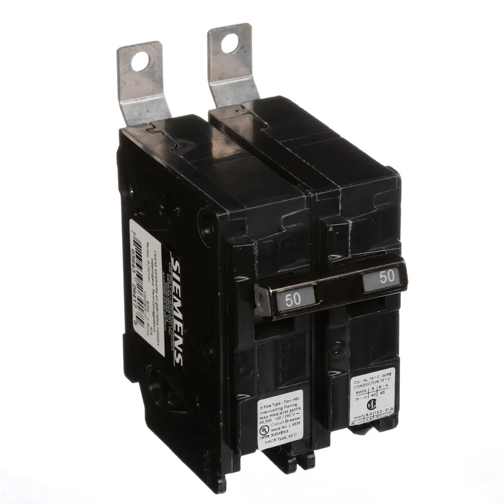 50 A 2-Pole 120/240 VAC HBL Bolt-On Molded Case Circuit Breaker