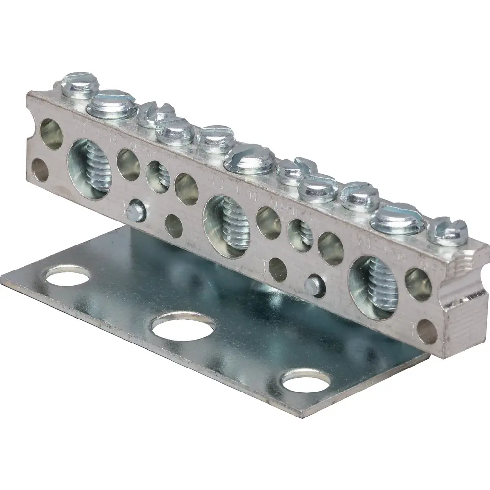 8 Small and 3 Large Connector, Aluminum/Copper, Grounding Bar