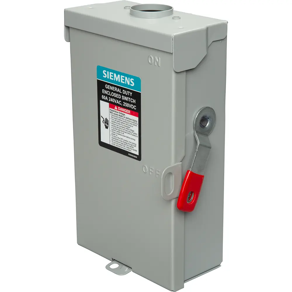 60A 240V 2-Pole Safety Switch, Fused w/ Neutral NEMA 3R General Duty