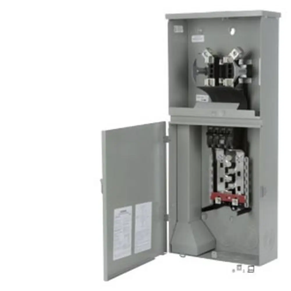 200 A 120/240 VAC Single-Phase 4-Jaw Ringless Meter Base w/ Breaker, 8 ...