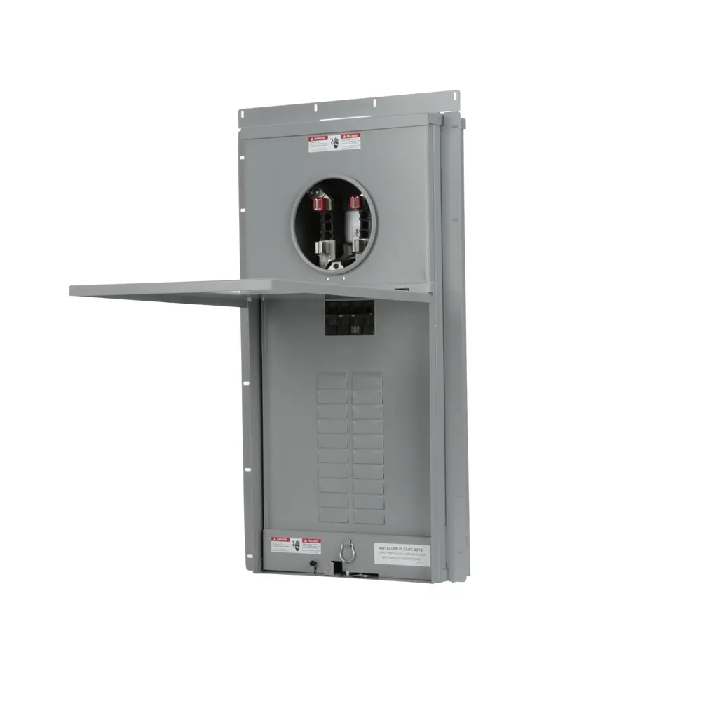 200 A 120/240 VAC Single-Phase 4-Jaw Ring Covered Meter Base w/ Breaker ...