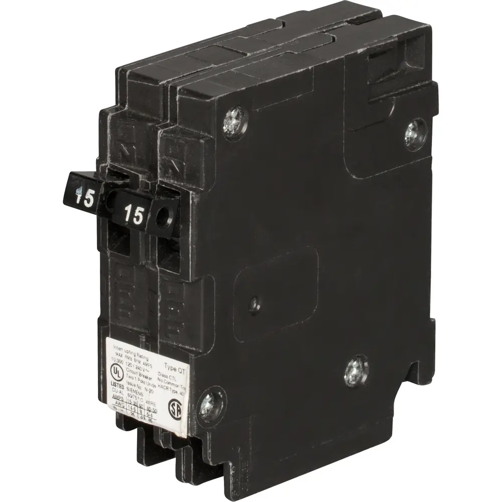 Circuit Breaker, Tandem, Plug-In, 15A, 120VAC, Single-Pole