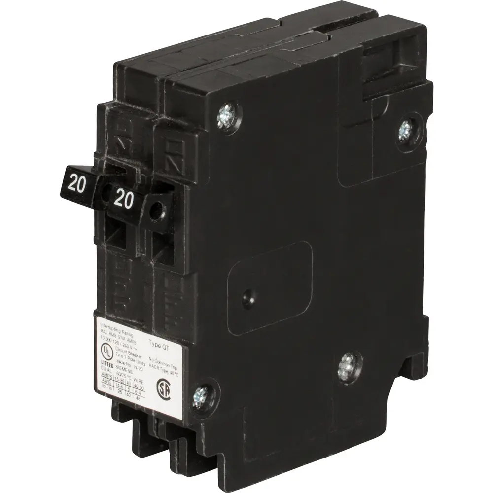 Circuit Breaker, Tandem, Plug-In, (2) 1P 20A, 120VAC, Single-Pole