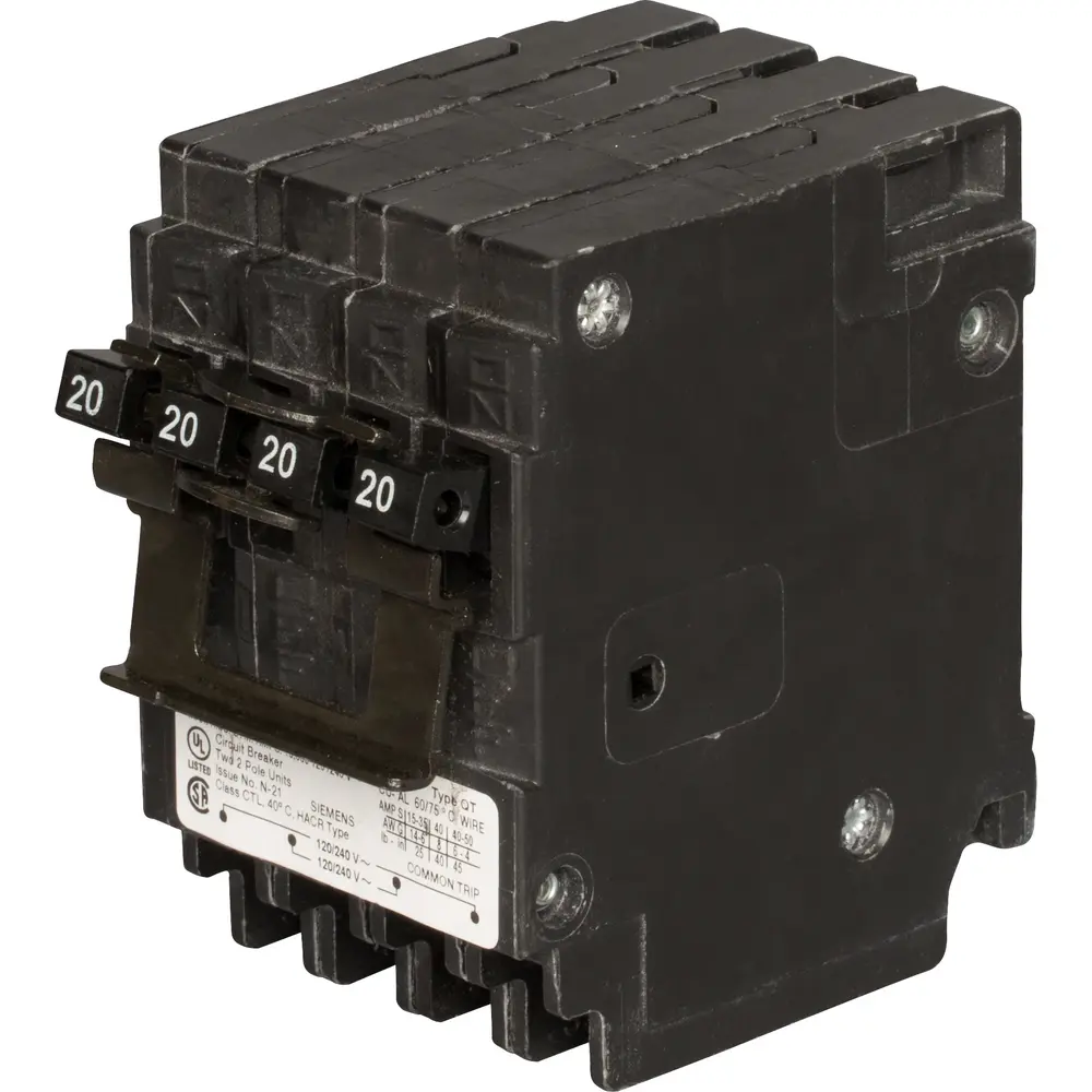 Circuit Breaker, Tandem, Plug-In, (2) 2P 20A, 120/240VAC, 2-Pole