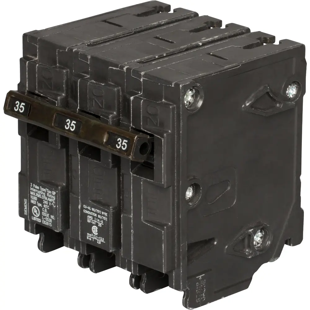 35 A 3-Pole 240 VAC QP Plug-In Molded Case Circuit Breaker
