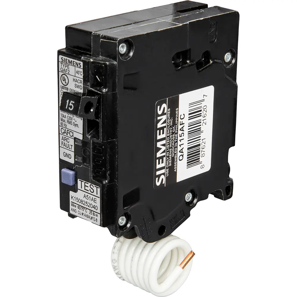 Circuit Breaker, Combo AF Breaker, Plug-In, 15A, 120VAC, Single-Pole