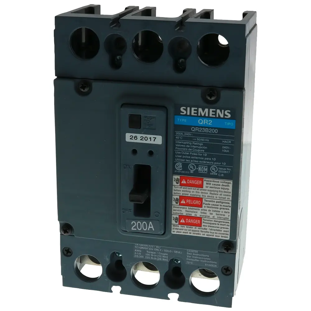 Circuit Breaker, Molded Case, Panel Mount, 200A, 240VAC, 3-Pole