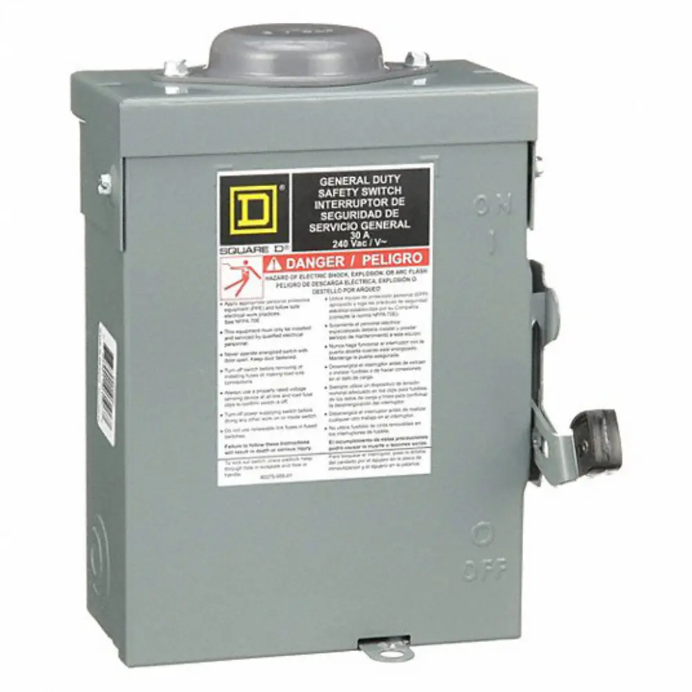 30 A 240 VAC 3-Pole Safety Switch, Fusible w/ Neutral NEMA 3R General-Duty