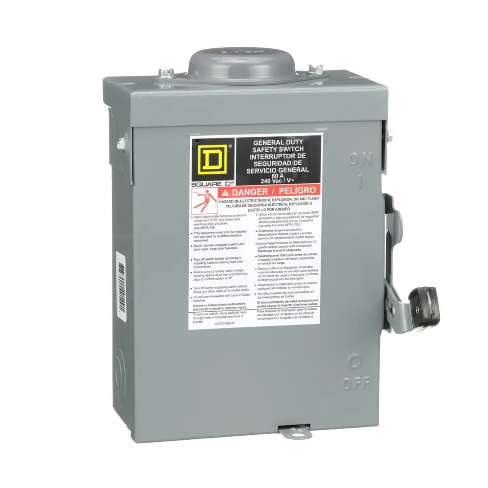 60A 240V 3-Pole Safety Switch, Non-Fusible NEMA 3R General-Duty