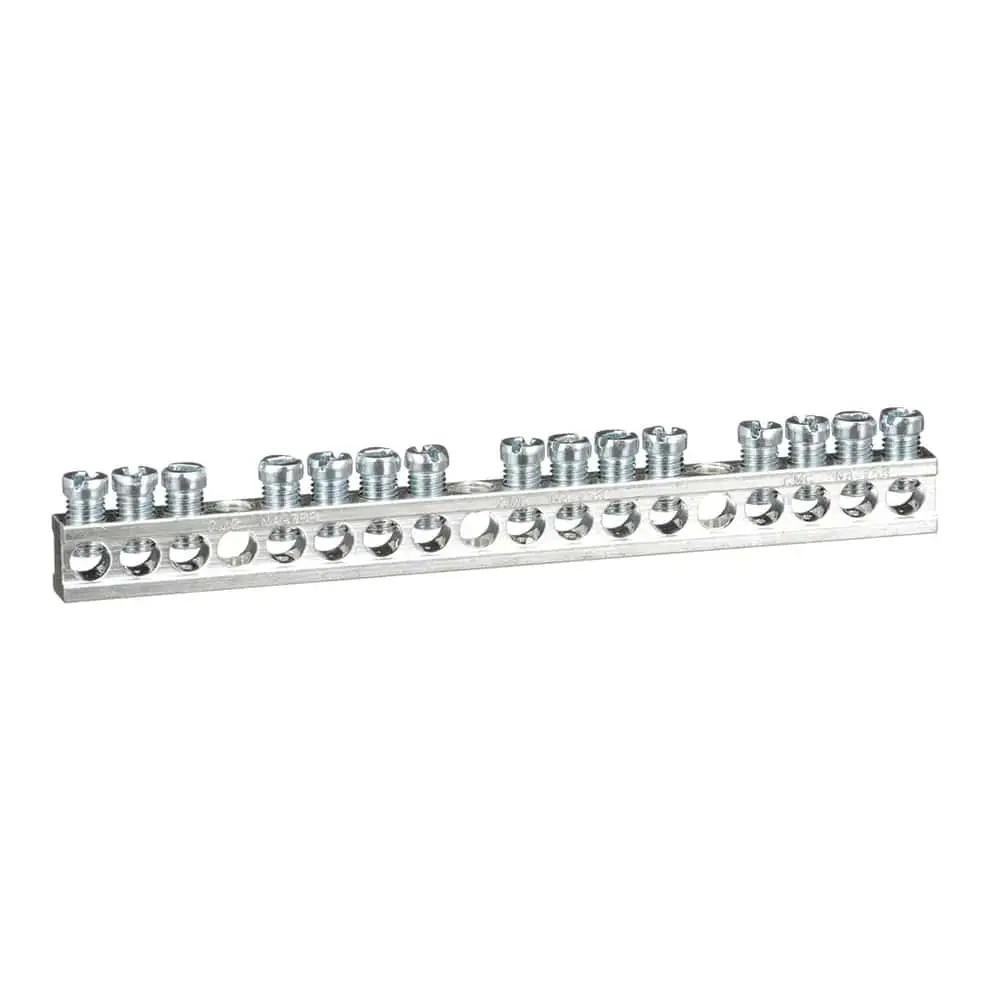 15 Terminals, Aluminum, QO/Homeline Ground Bar Kit w/ Lug