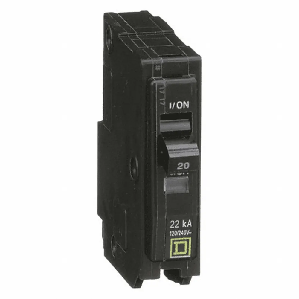 20 A Single-Pole 120/240 VAC QO Plug-In Mini Circuit Breaker, 22 kAIC