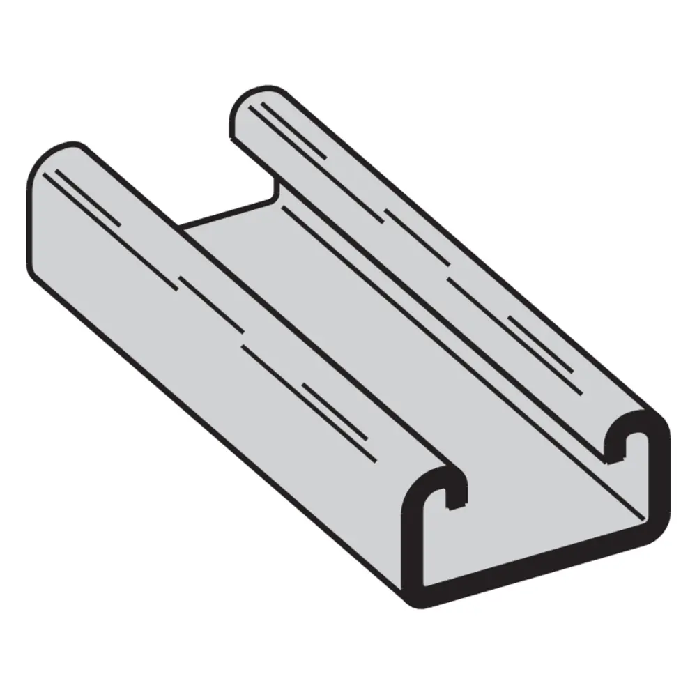 Strut Channel, Solid, 10', 12 AWG, Hot-Dipped Galv. Steel, Silver