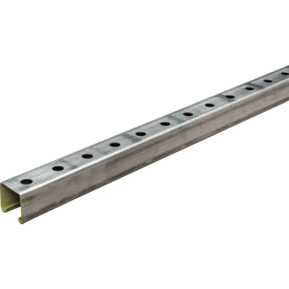 Strut Channel, 10', 14 AWG, Round Holes, 1.12"x 0.56" DIA, Aluminum, Silver