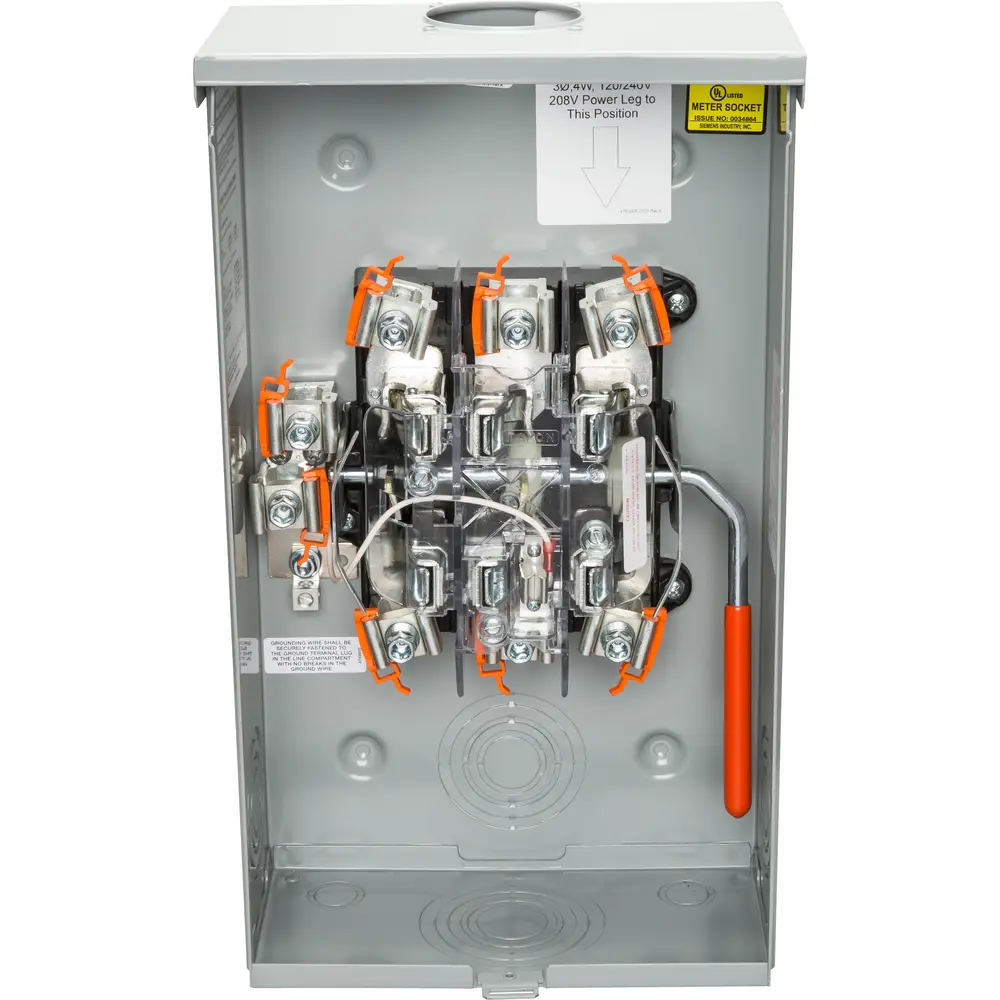 7-Jaw Meter Base, 200A, 3-Phase, Lever-Bypass, Overhead