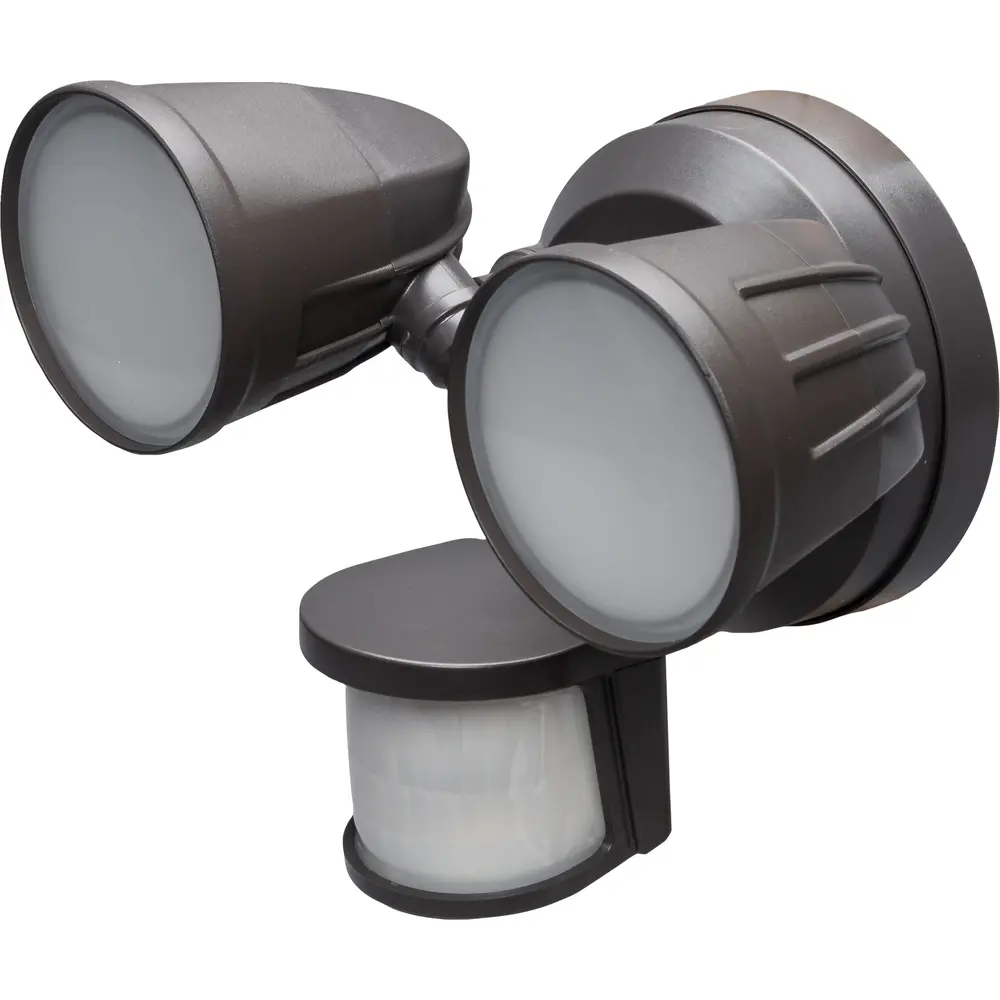 120 VAC 32 W LED Outdoor 2 Head Security Light w/ 180° Motion Sensor ...