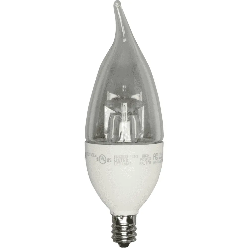 5 W 120 VAC Elite LED Deco F11 Lamp, Clear Flame E12, 2700K
