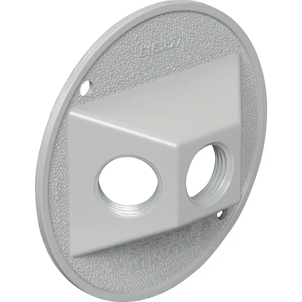 4-1/2 in. Round Lampholder Cover, (3) 1/2 in. Threaded Holes, Gray