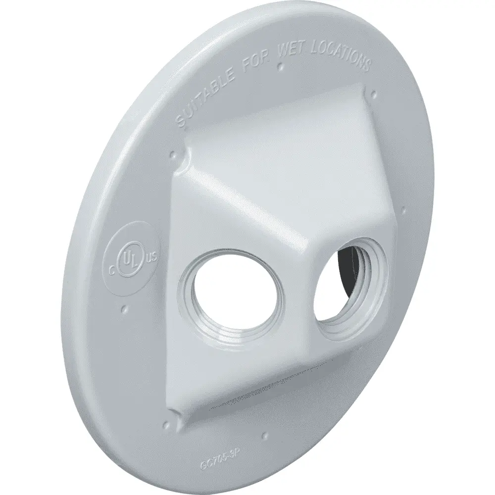 Nonmetallic PVC Hole Round Lamp Holder Cover, (3) 1/2 in. Holes, Gray