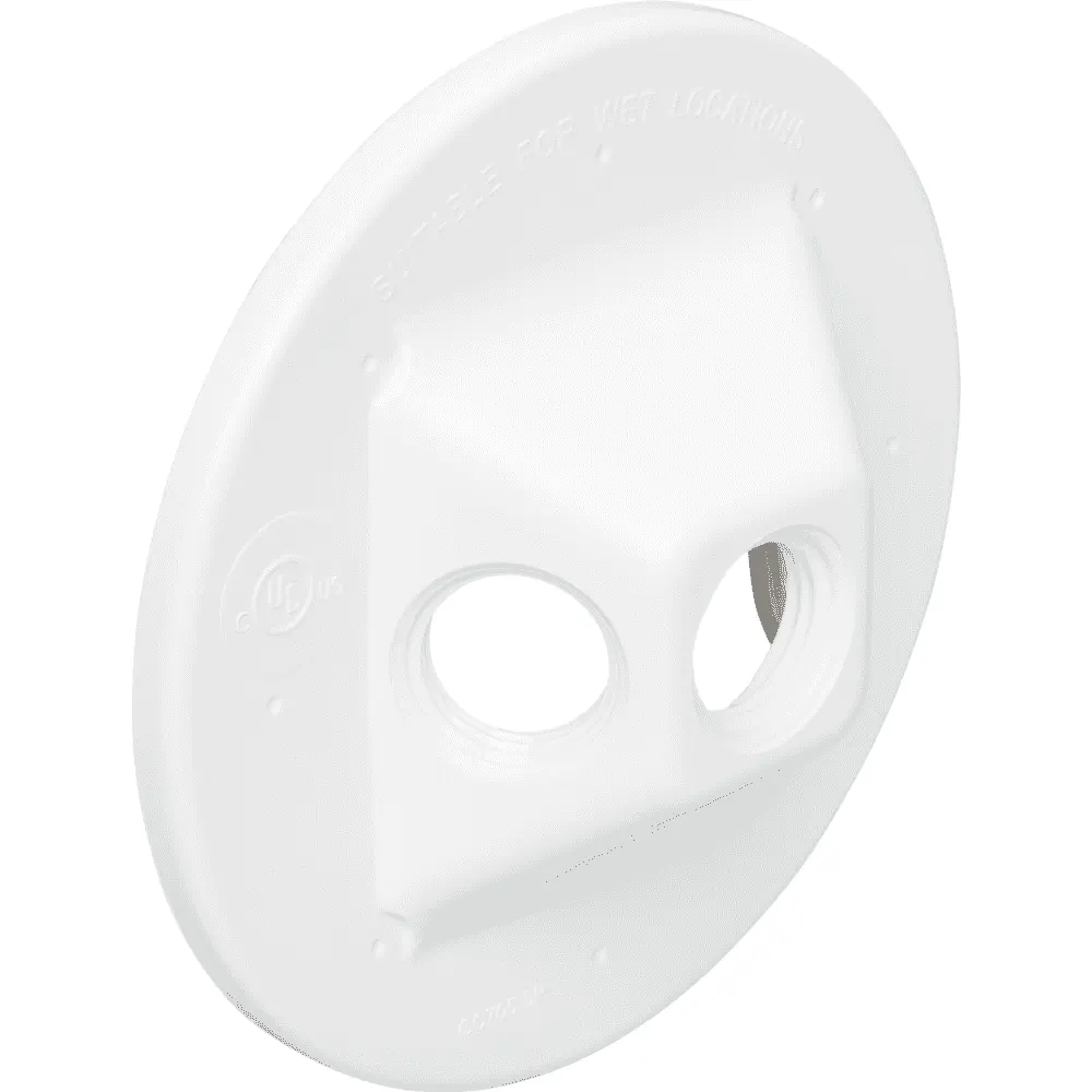 Nonmetallic PVC Hole Round Lamp Holder Cover, (3) 1/2 in. Holes, White