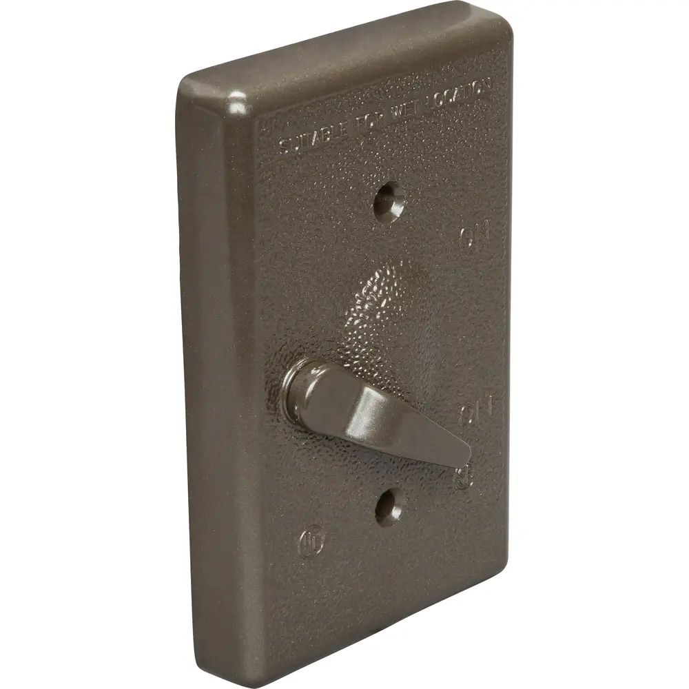 Single-Gang Weatherproof Toggle Cover, Vertical, Die Cast Metal, Bronze
