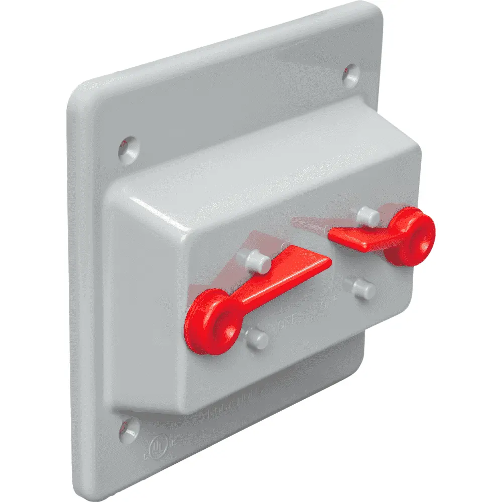 2-Gang Weatherproof (2) Toggle Cover, Vertical, PVC, Gray